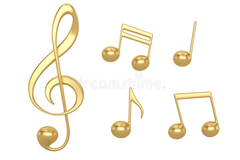 Gold Musical Note Isolated on White Background, 3D Render. 3D ...