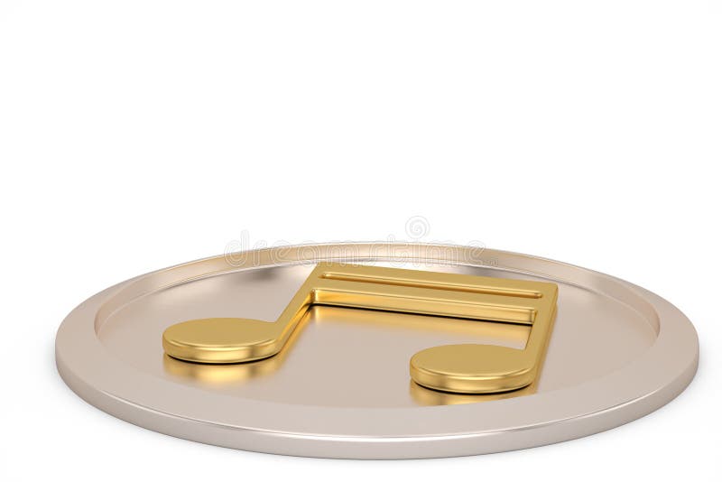 Gold Musical Note Isolated on White Background, 3D Render. 3D ...