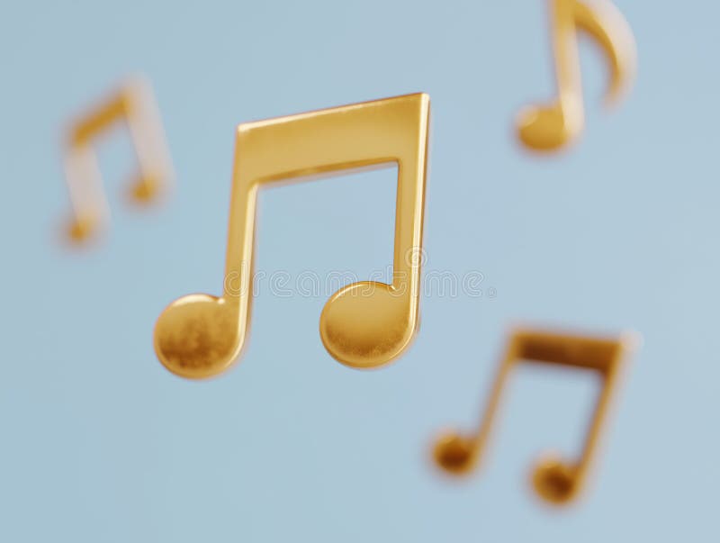Gold Musical Notes on Blue Background Stock Illustration - Illustration ...