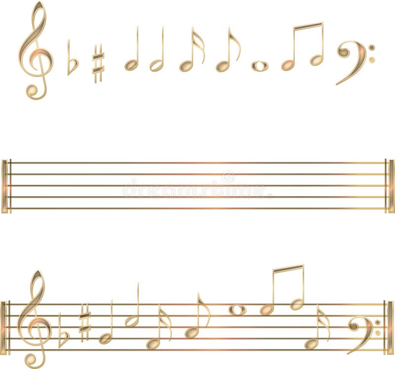 Gold Musical Notes Symbols Set Stock Vector - Illustration of composer ...
