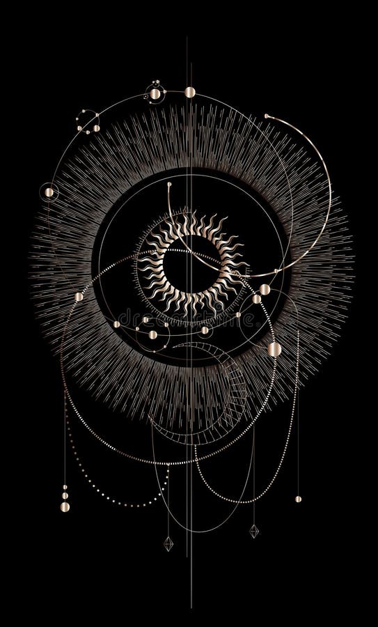 Gold Mystical Symbol - Visualization of Sacred Geometry Vector ...