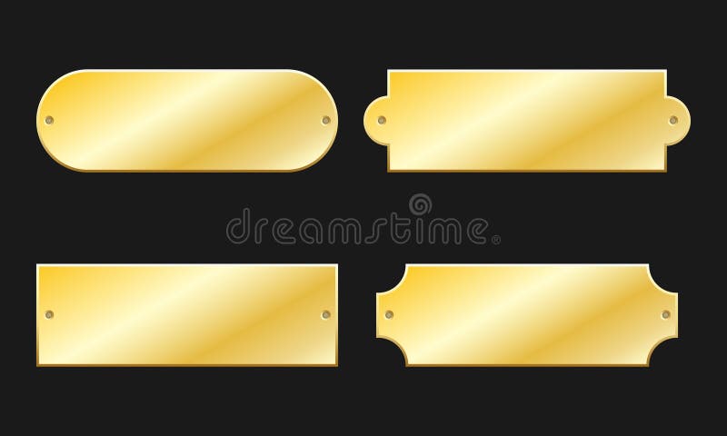 Gold nameplates collection stock illustration. Illustration of metal ...