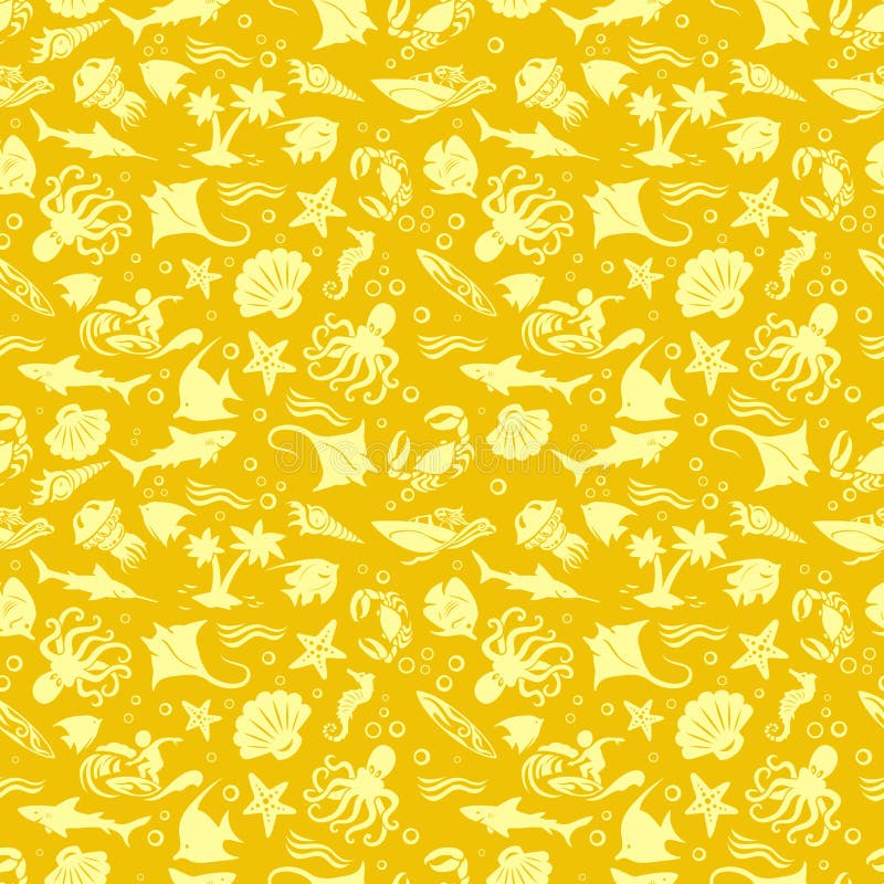 Gold Nautical Pattern stock vector. Illustration of starfish - 18273754