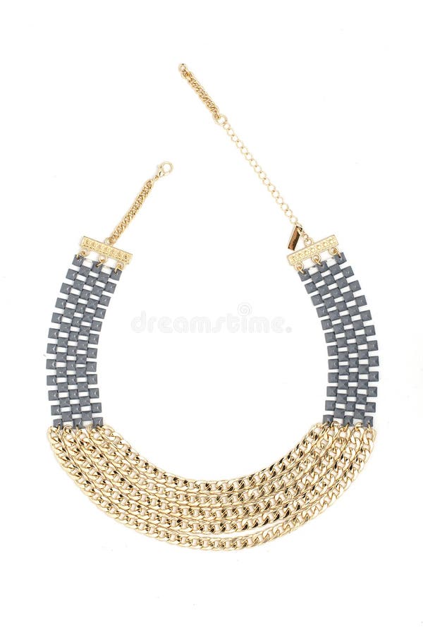 Gold Necklace with Chain Isolated on White Stock Photo - Image of ...