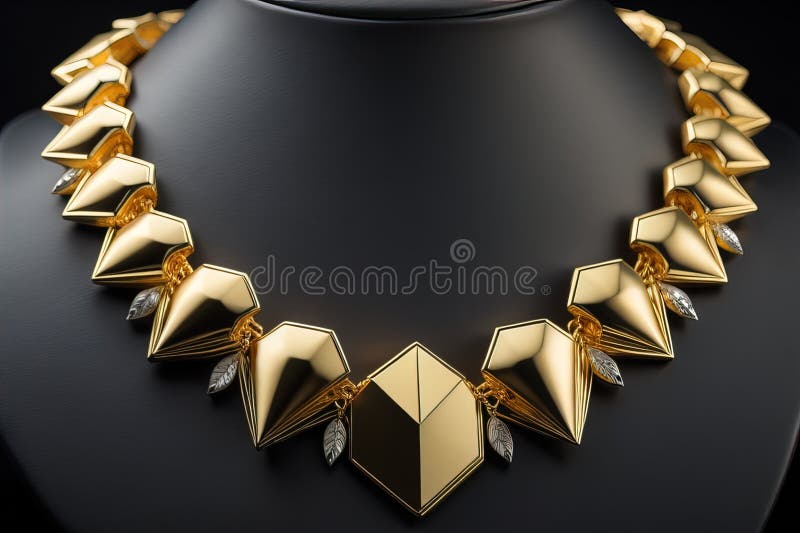 Gold Necklace on a Mannequin on a Black Background. Ai Generative Stock ...