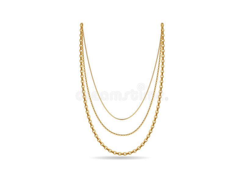 Gold Necklace and Pendant on White Background. Realistic Gold Chain ...