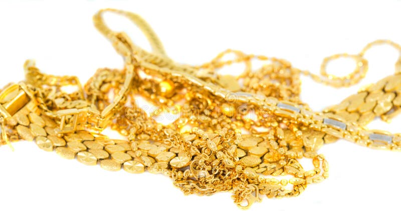 Gold Necklaces and Bracelets II Stock Image - Image of treasure, yellow ...