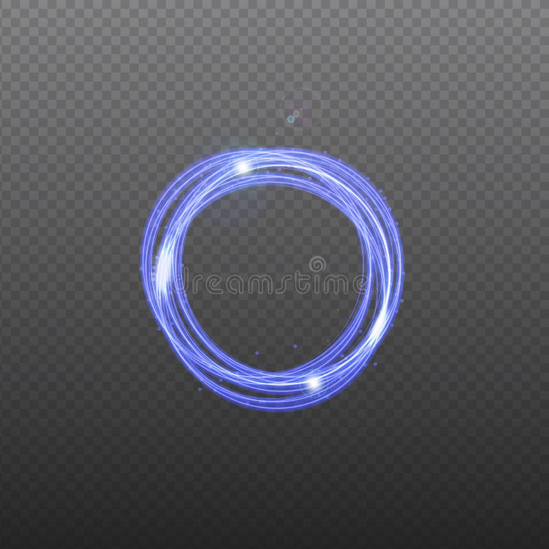 Gold Neon Round Frame with Lights Effects. Isolated on Black ...