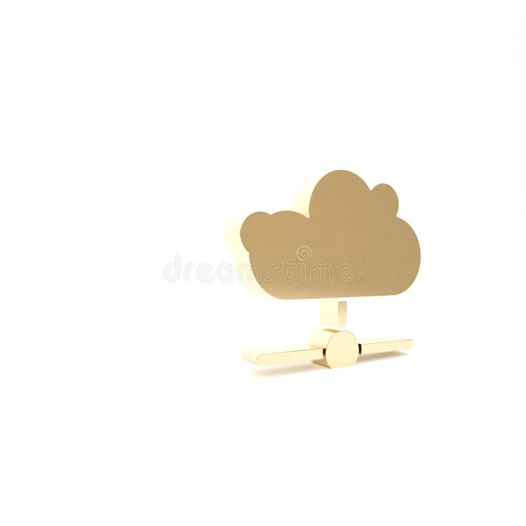Gold Network Cloud Connection Icon Isolated on White Background. Social ...