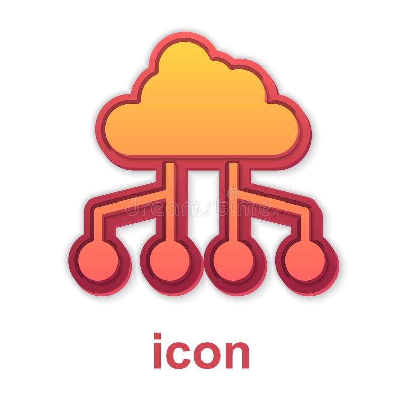 Gold Network Cloud Connection Icon Isolated on White Background. Social ...
