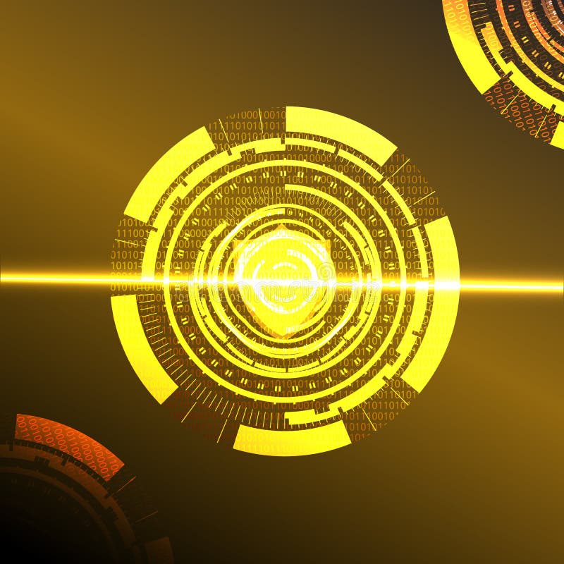 Gold Network Light of Circle Code Abstract Technology Background Stock ...