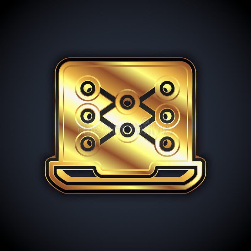 Gold Neural Network Icon Isolated on Black Background. Artificial ... Gold Neural Network Icon Isolated on Black Background. Artificial ...