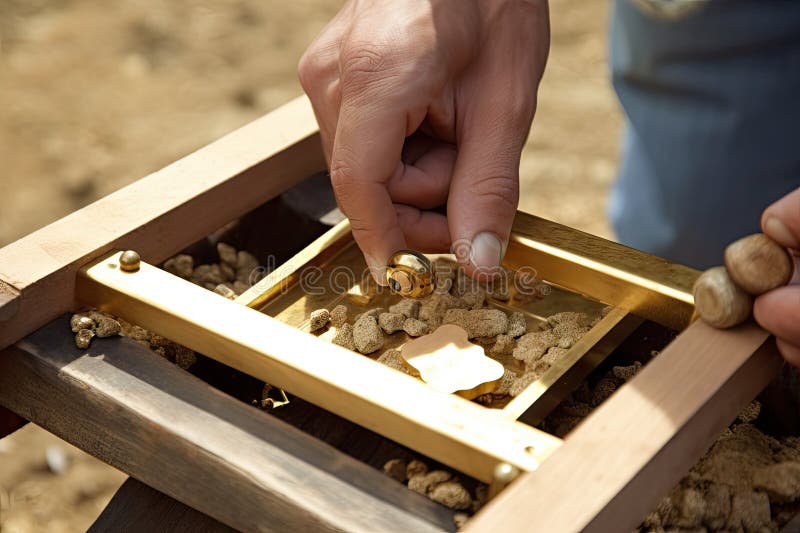 A Gold Nugget Being Extracted from a Metal Detector Frame Stock ...