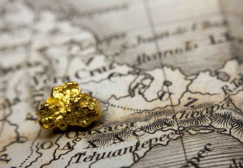 Gold-nugget and a Map of Mexico Stock Photo - Image of countries ...