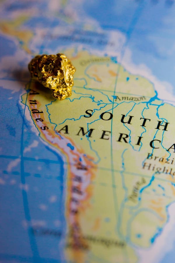 Gold-nugget and a Map of Peru Stock Image - Image of africa, federal ...