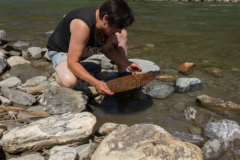 Gold Nugget Mining from the River Stock Image - Image of rocks, hunt ...