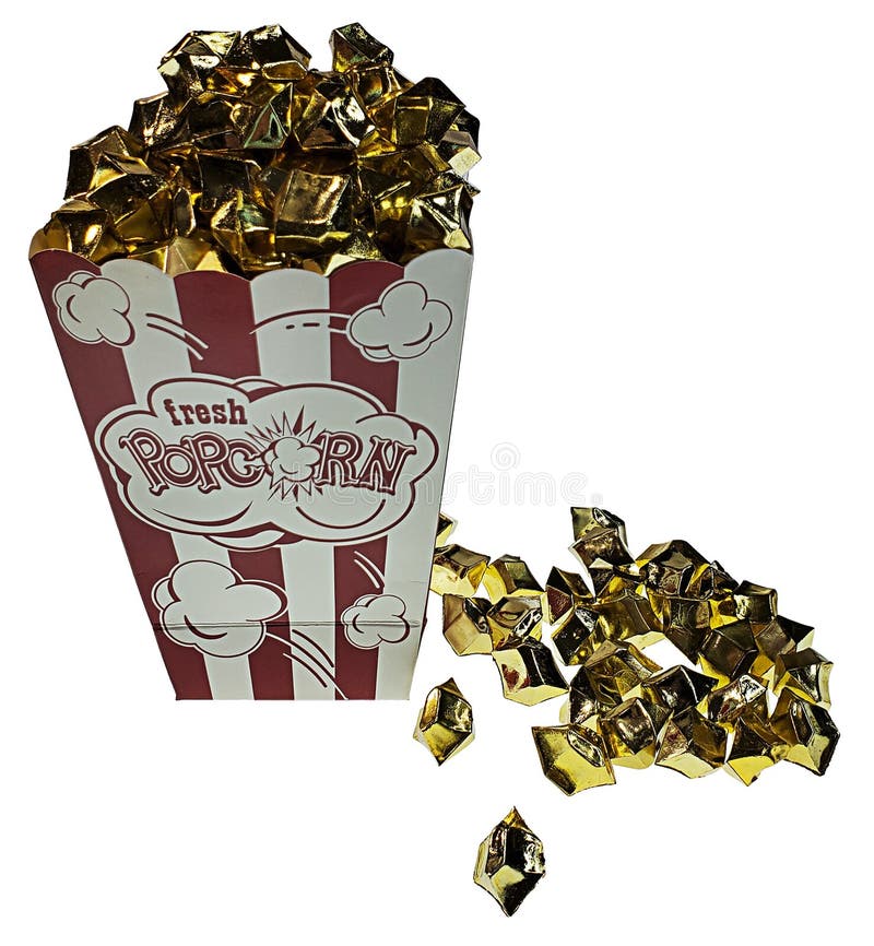Gold Nuggets in Popcorn Box Stock Photo - Image of nuggets, wealth ...