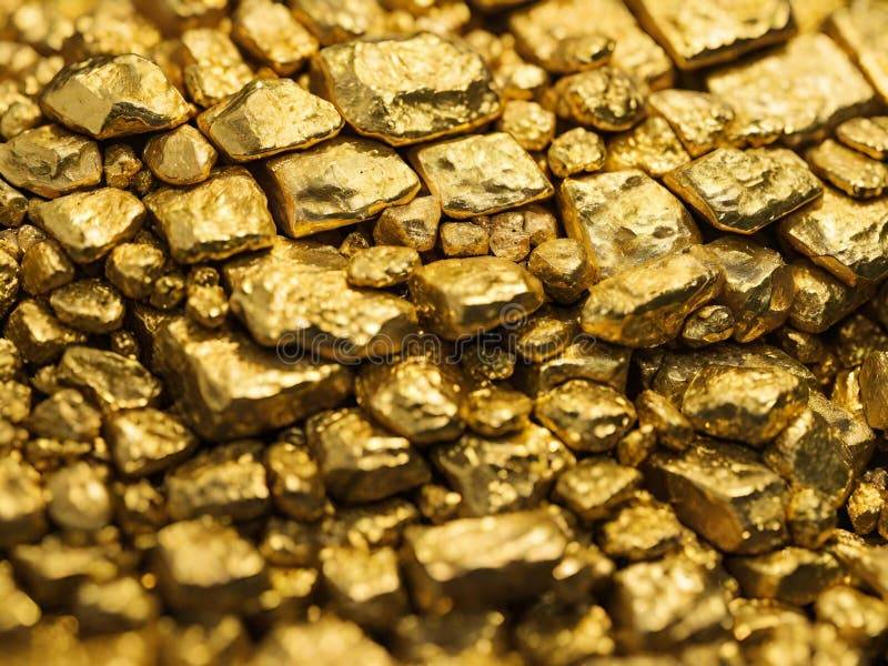 Gold nuggets with stones stock illustration. Illustration of bright ...