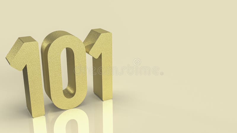 101 Gold Number for Beginner Concept 3d Rendering Stock Illustration ...