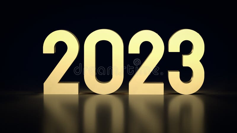 The Gold Number 2023 in Black Background 3d Rendering Stock ...