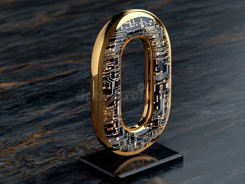 A Gold Number 0 on a Black Marble Base Stock Illustration ...