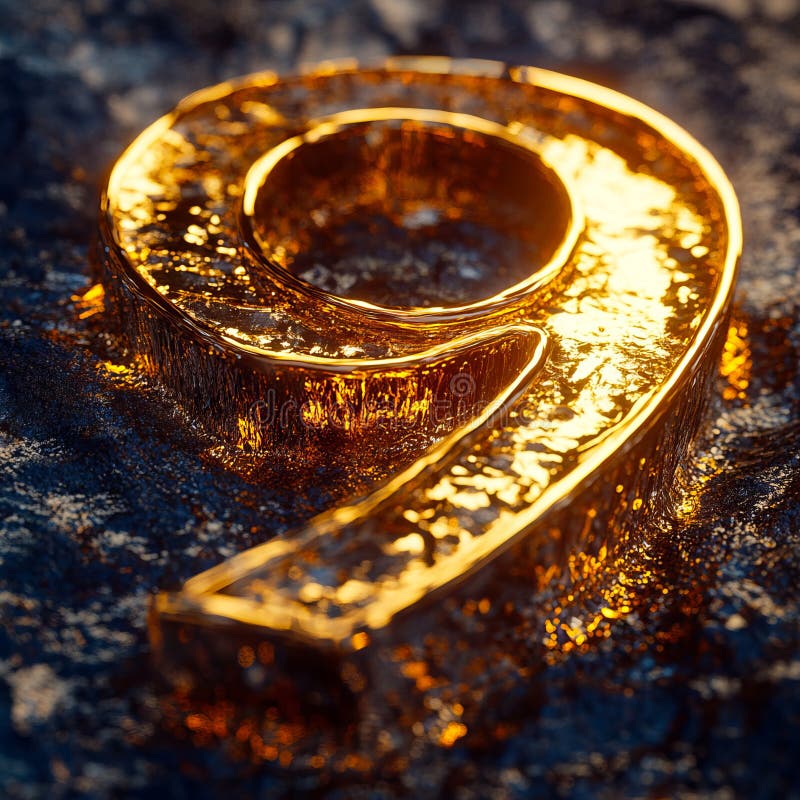 A Gold Number 9 on a Blue Surface Stock Image - Image of running, color ...