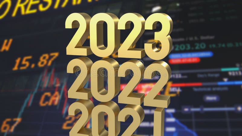 The Gold Number 2023 on Business Background 3d Rendering Stock ...
