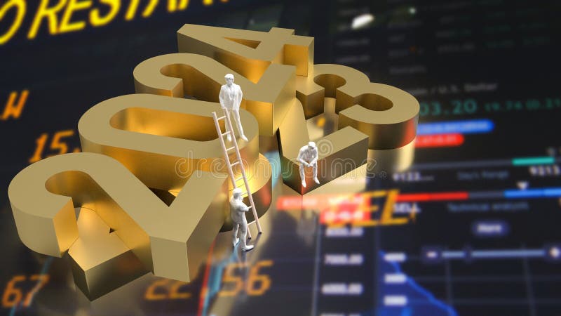 Gold Number 2023 and 2024 for Business Concept 3d Rendering Stock ...