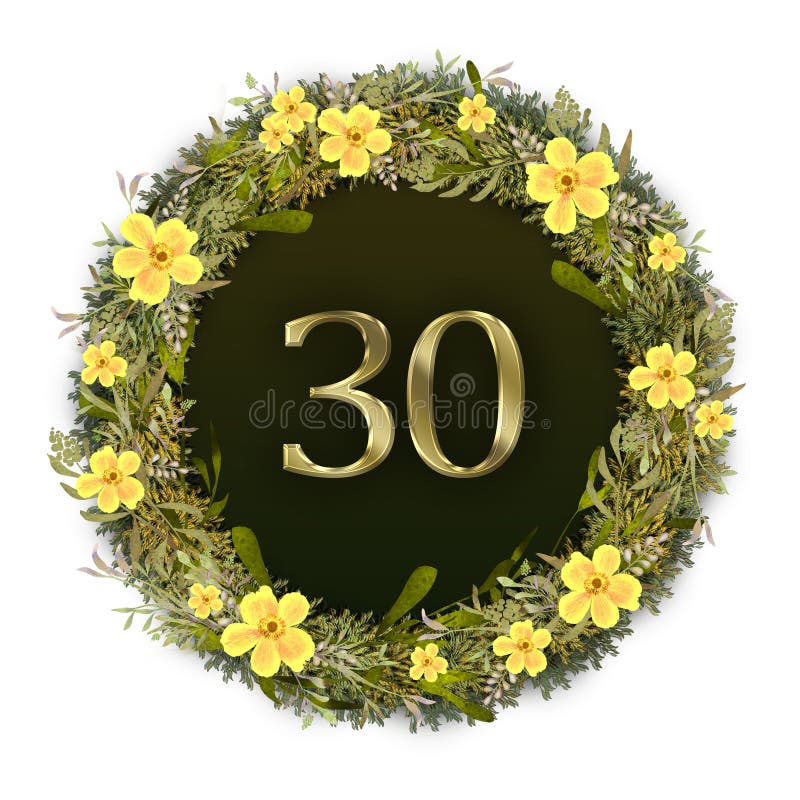 Gold Number "30" is Centered Against a Dark Circular Background Stock ...