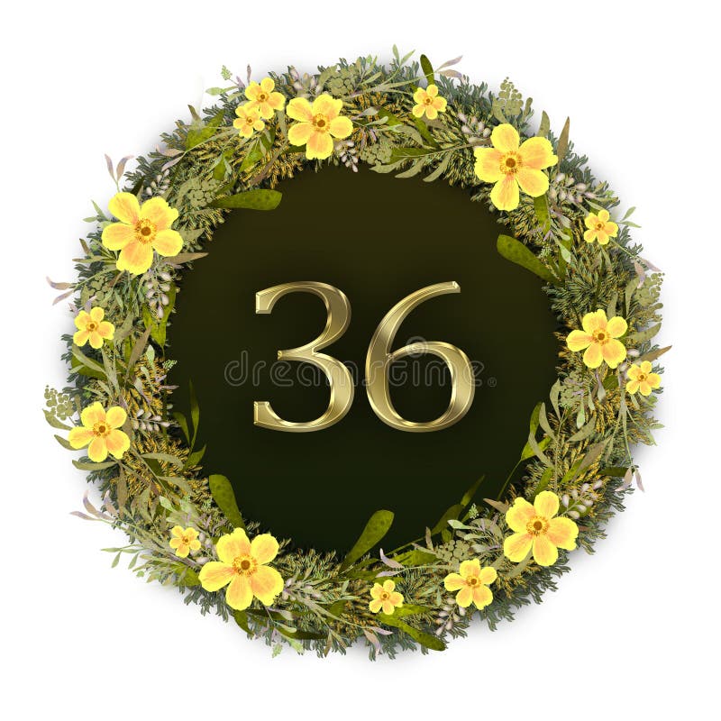 Gold Number "36" is Centered Against a Dark Circular Background Stock ...