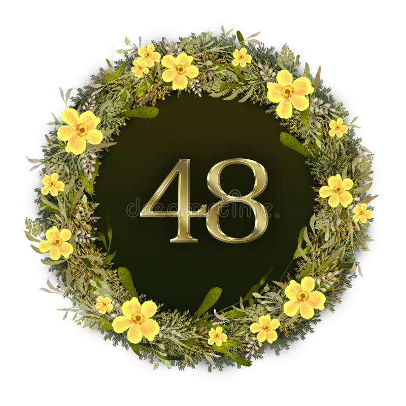 Gold Number "48" is Centered Against a Dark Circular Background Stock ...