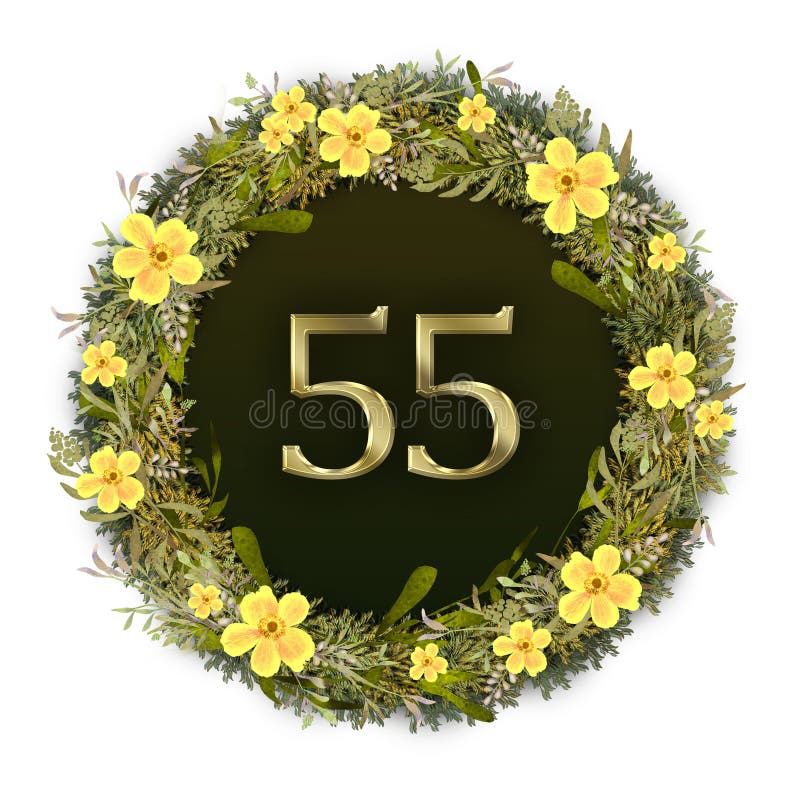 Gold Number "55" is Centered Against a Dark Circular Background Stock ...