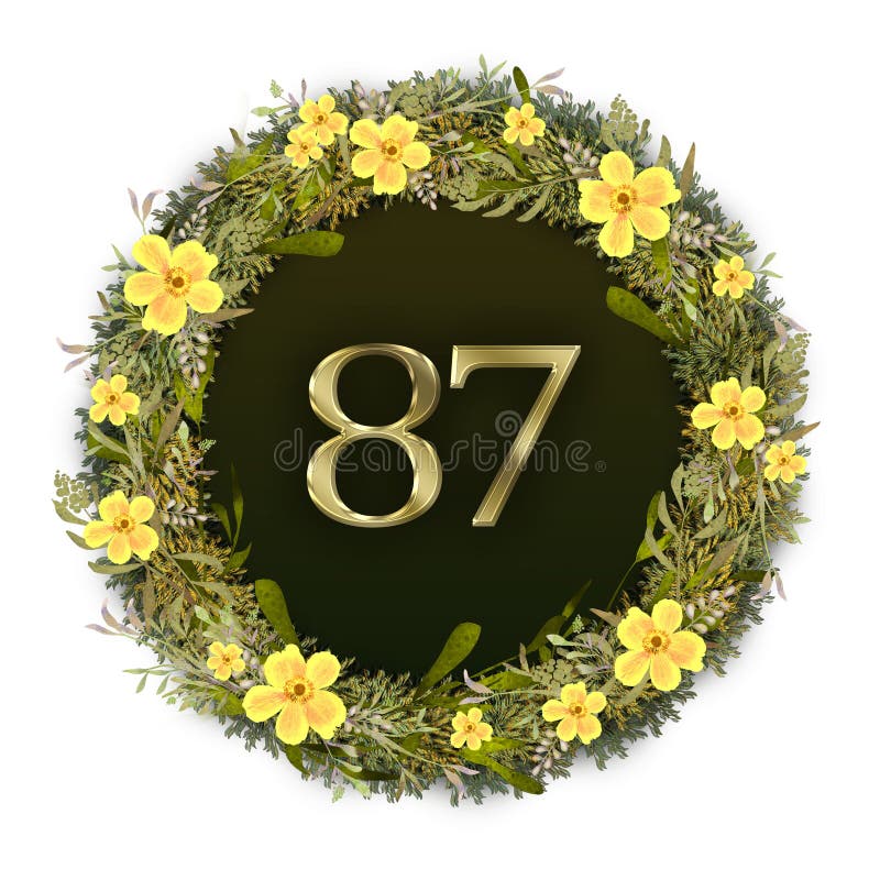 Gold Number "87" is Centered Against a Dark Circular Background Stock ...