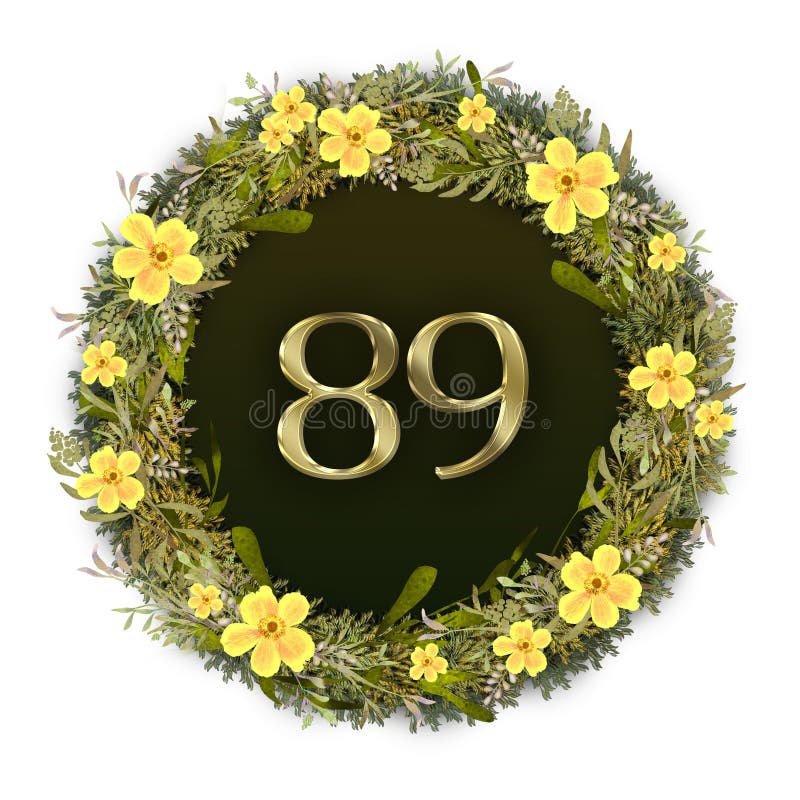 Gold Number "89" is Centered Against a Dark Circular Background Stock ...