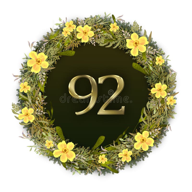 Gold Number "92" is Centered Against a Dark Circular Background Stock ...