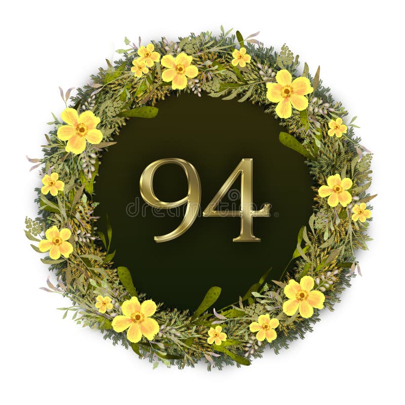 Gold Number "94" is Centered Against a Dark Circular Background Stock ...