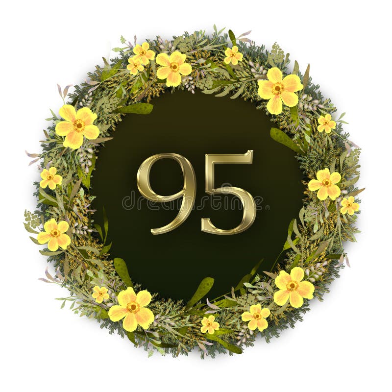 Gold Number "95" is Centered Against a Dark Circular Background Stock ...