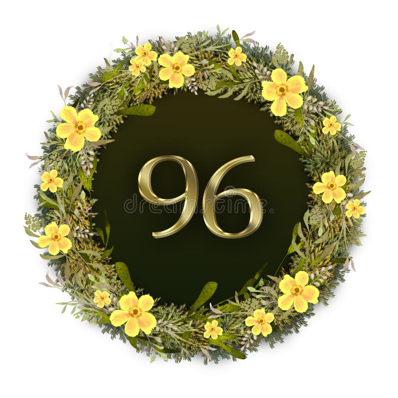 Gold Number "96" is Centered Against a Dark Circular Background Stock ...