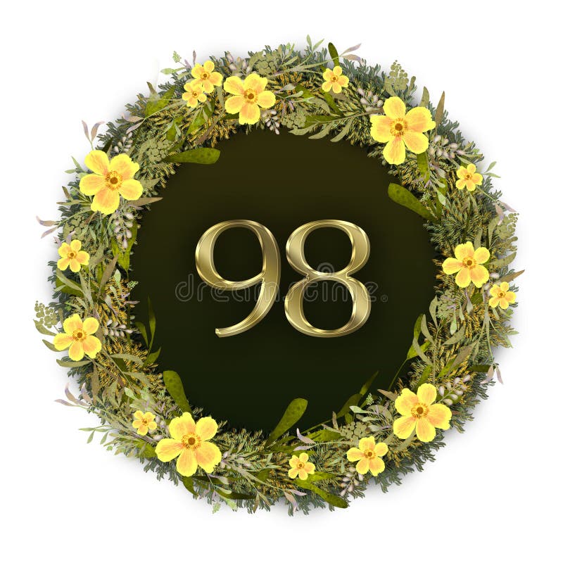 Gold Number "98" is Centered Against a Dark Circular Background Stock ...