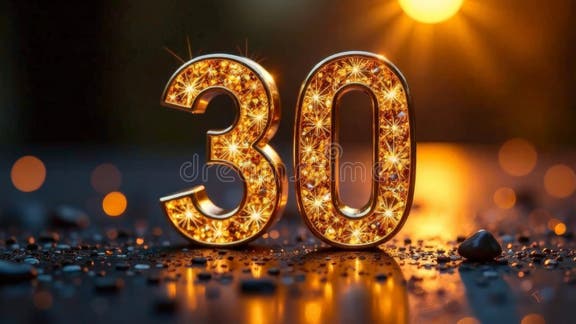 Gold Number 30 with Diamonds on a Background with a Side Stock ...