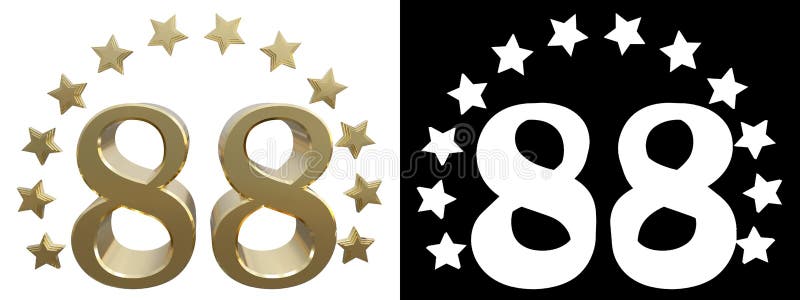 Gold Number Eighty Eight, Decorated with a Circle of Stars. 3D ...