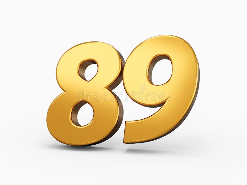 Gold Number 89 Eighty Nine Isolated White Background. Shiny 3d Number ...