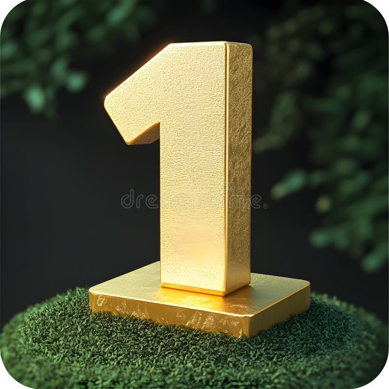 Gold Number 1 First Numeral One 3D Icon Logo Symbol Stock Illustration ...