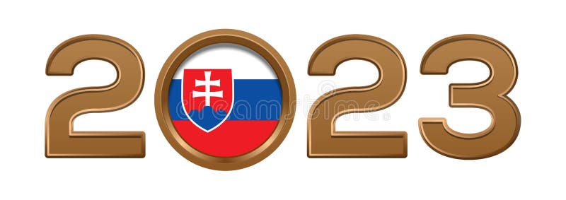 2023 Gold Number with the Flag of Slovakia Inside Stock Vector ...