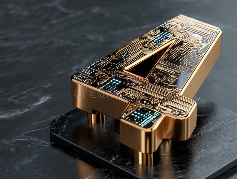 A Gold Number Four on a Black Marble Surface Stock Illustration ...