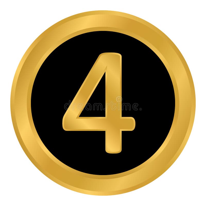 Gold number four button stock illustration. Illustration of button ...