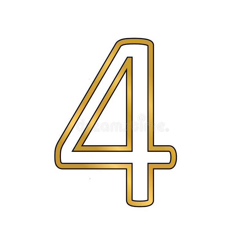 Gold number four symbol stock illustration. Illustration of mathematics ...
