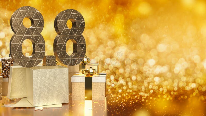 The 8.8 Gold Number and Gift Box for Promotion Concept 3d Rendering ...