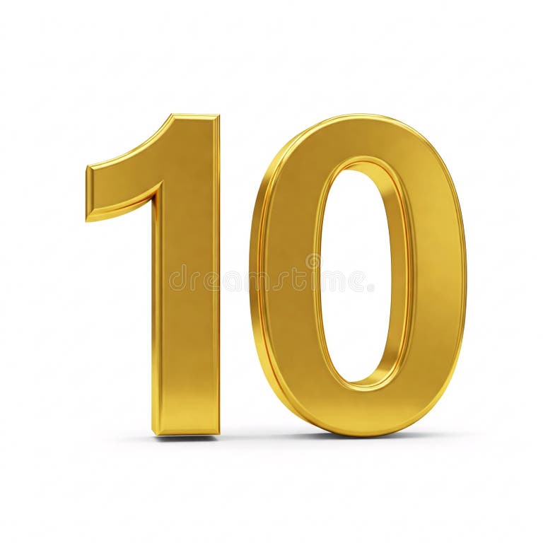 Gold Number 10, Isolated on a White Stock Illustration - Illustration ...