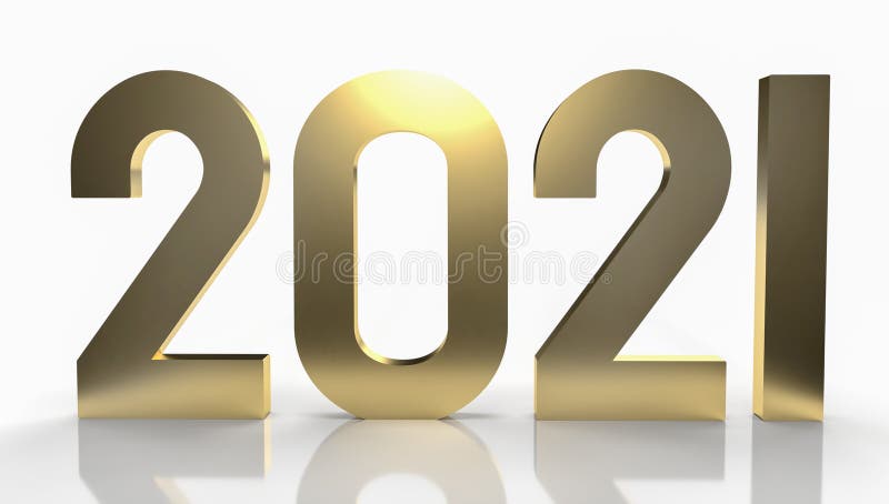 Gold Number 2021 for New Year Content 3d Rendering Stock Illustration ...